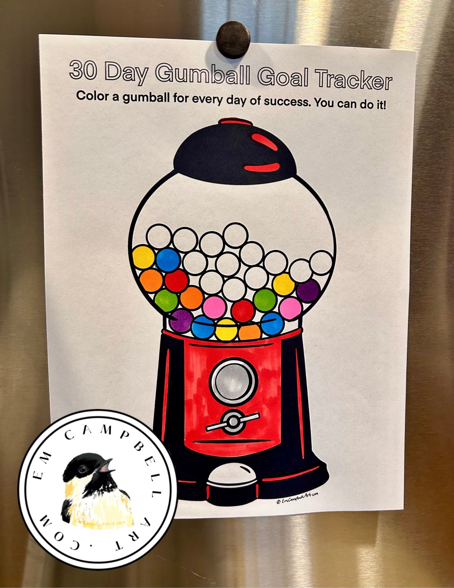 Progress Tracker Gumball Machine Printable Goal Tracker for Children - Etsy