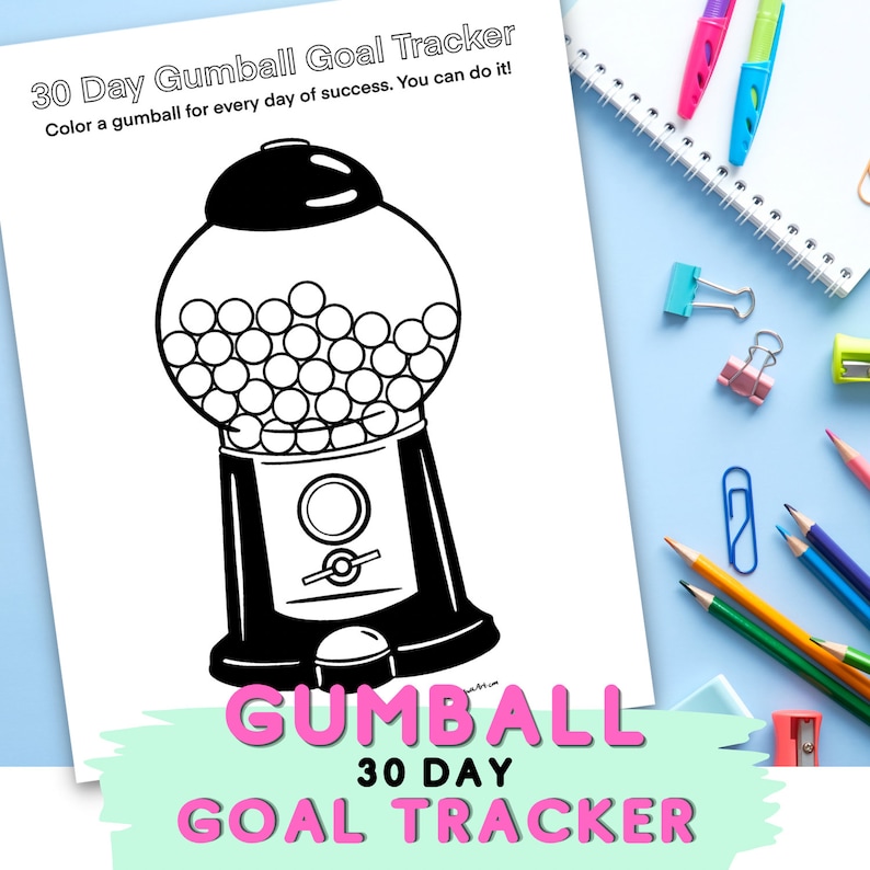 Progress Tracker Gumball Machine Printable Goal Tracker for Children - Etsy