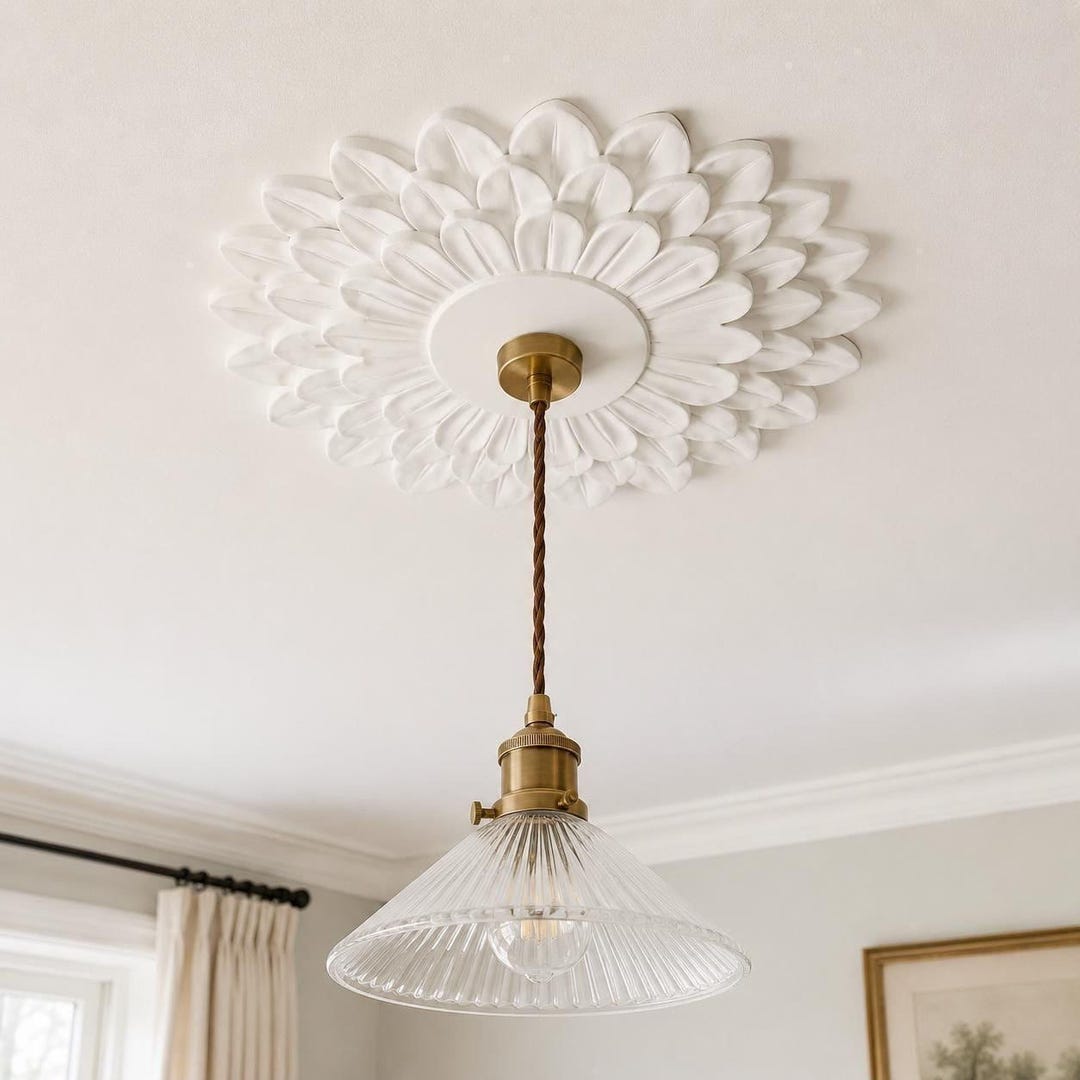 Floral Ceiling Rose | Dahlia Paintable Plaster Light Surround ...