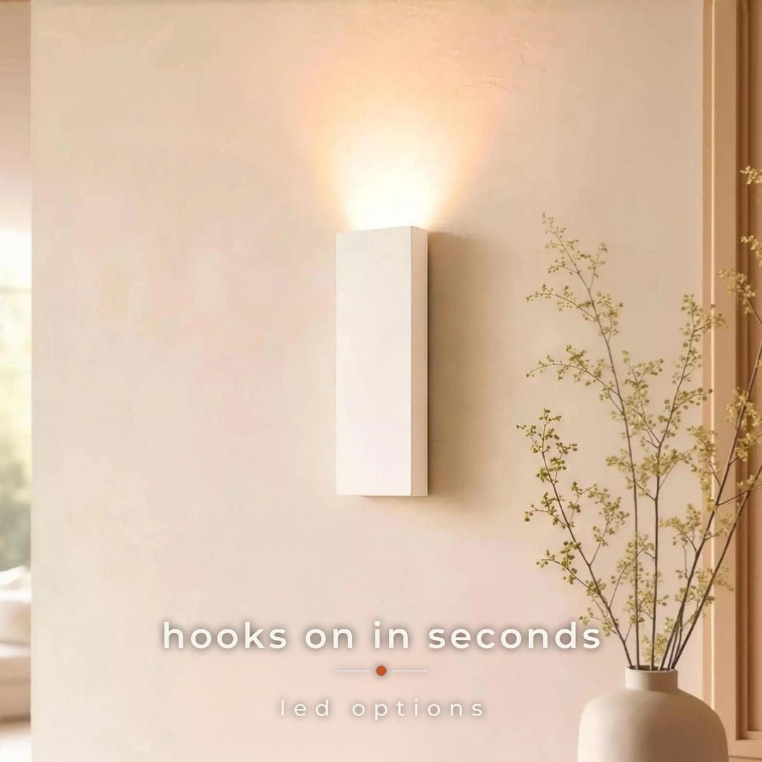 Japandi Wall Light | 10x5" Inch | Soft Form Plaster Sconce | With ...