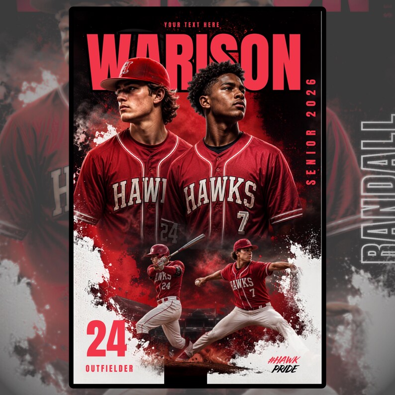 Baseball Poster Canva Template , Editable Custom Baseball Card, Senior ...