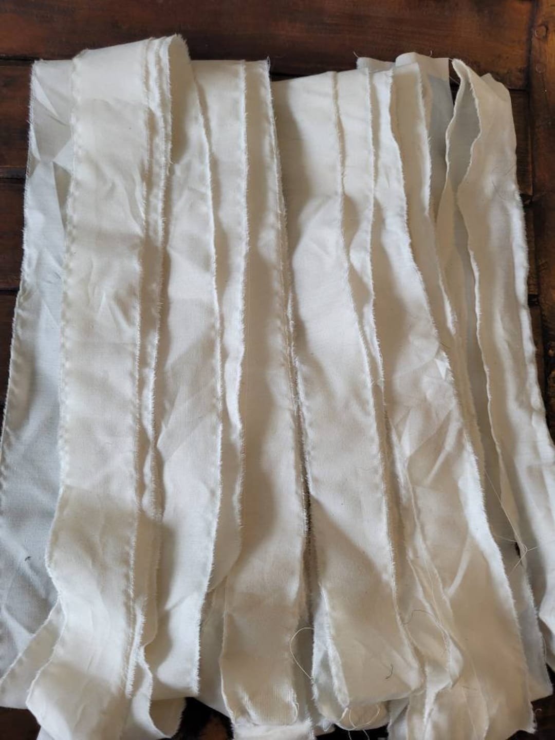 Cream Tattered Ribbon, 1 Inch Ribbon, Cotton Ribbon in Off-white, Craft ...