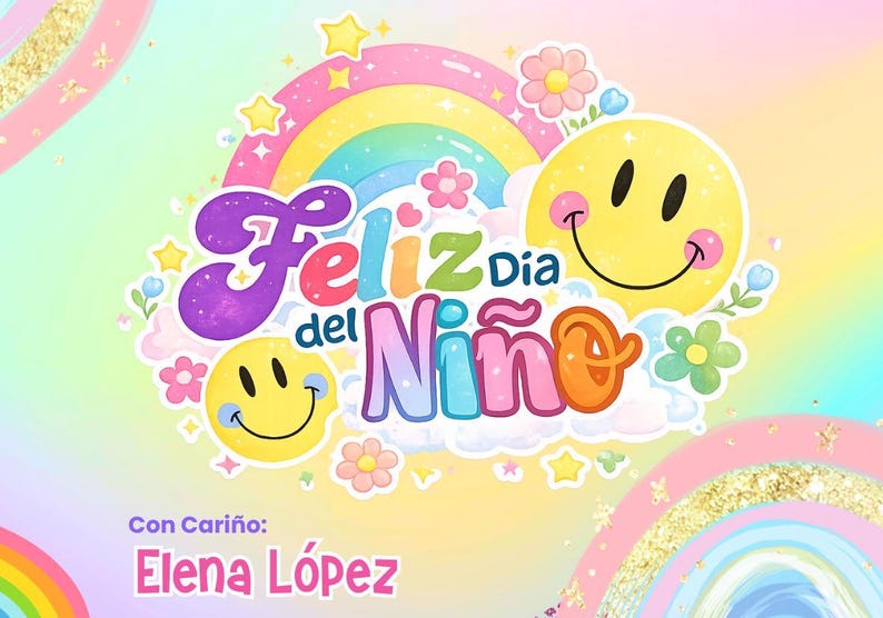 Tarjeta Día Del Niño Editable Canva | Etiqueta Dulces Personalizada ...