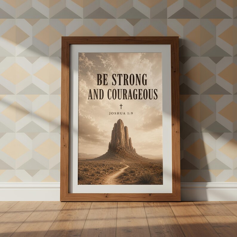 Be Strong Courageous Wall Art, Joshua 1:9 Christian Desert Print ...