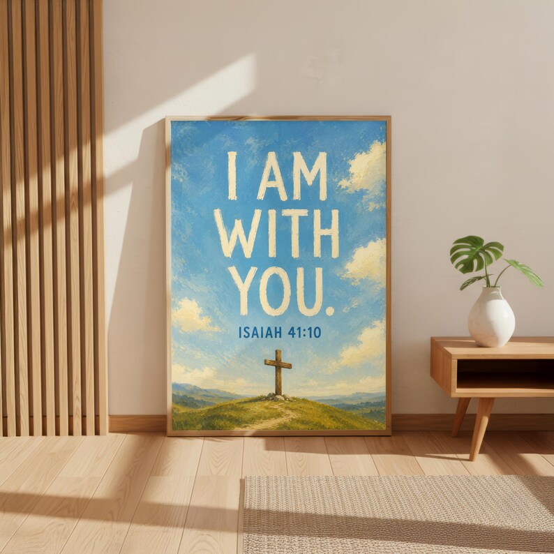 I Am With You Cross Print, Isaiah 41:10 Scripture Artwork, Christian ...