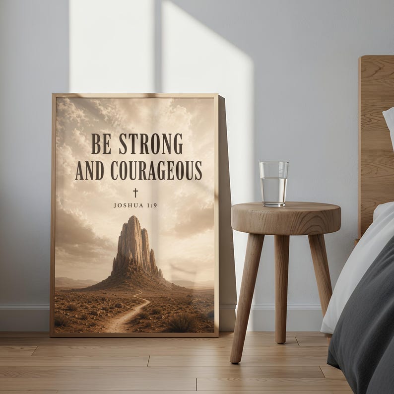 Be Strong Courageous Wall Art, Joshua 1:9 Christian Desert Print ...