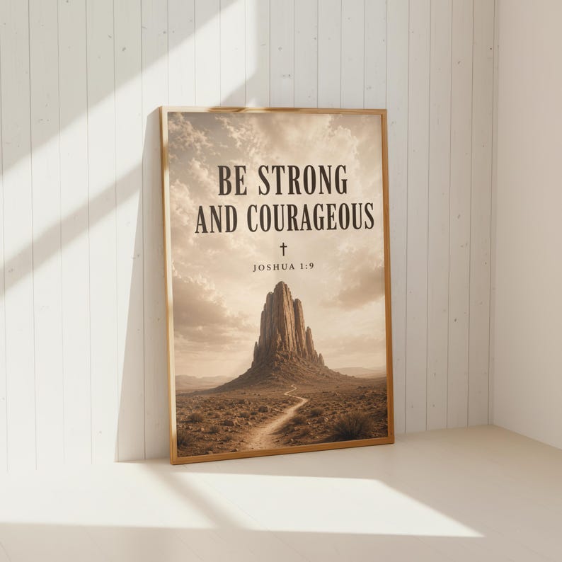 Be Strong Courageous Wall Art, Joshua 1:9 Christian Desert Print ...