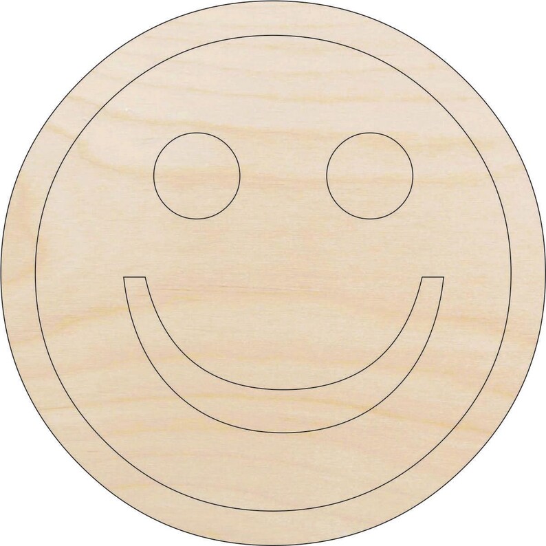Happy Face Wood Craft Shape: DIY Laser Cut Baltic Birch (unfinished ...