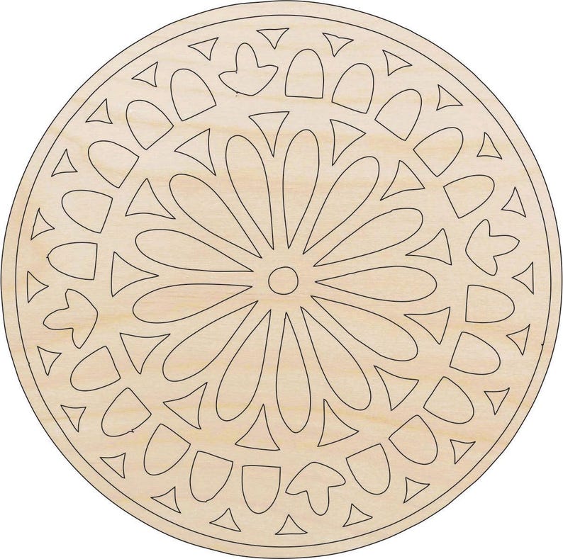 Wood Craft Shape: Flower Design Baltic Birch - Laser Cut Unfinished ...