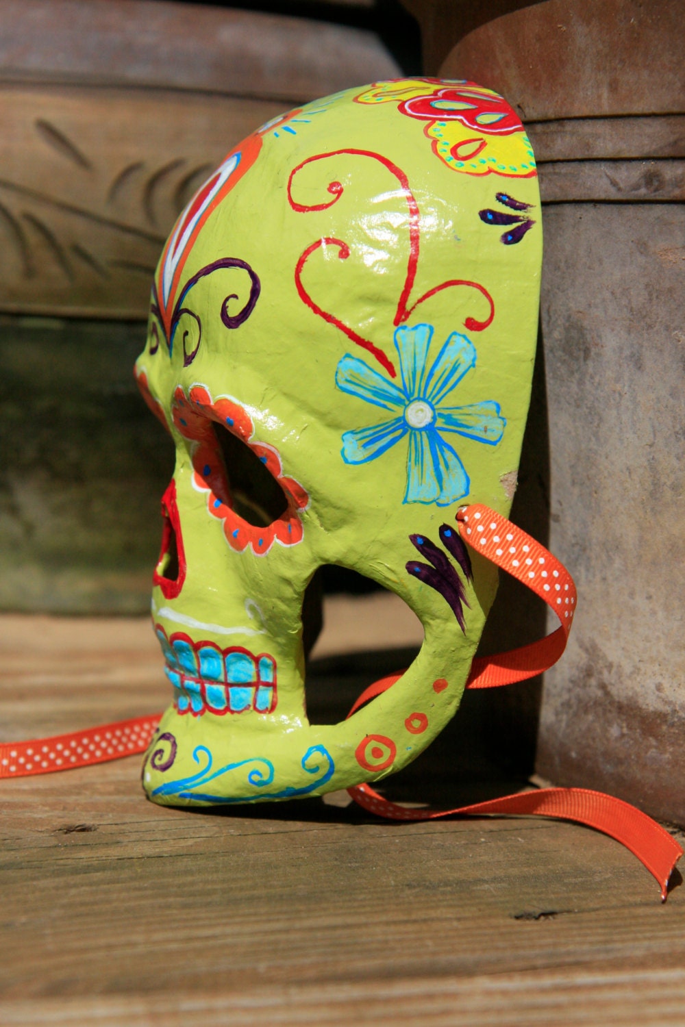 Folk Art Style Calavera Dia De Los Muertos Mask Decoration - Etsy