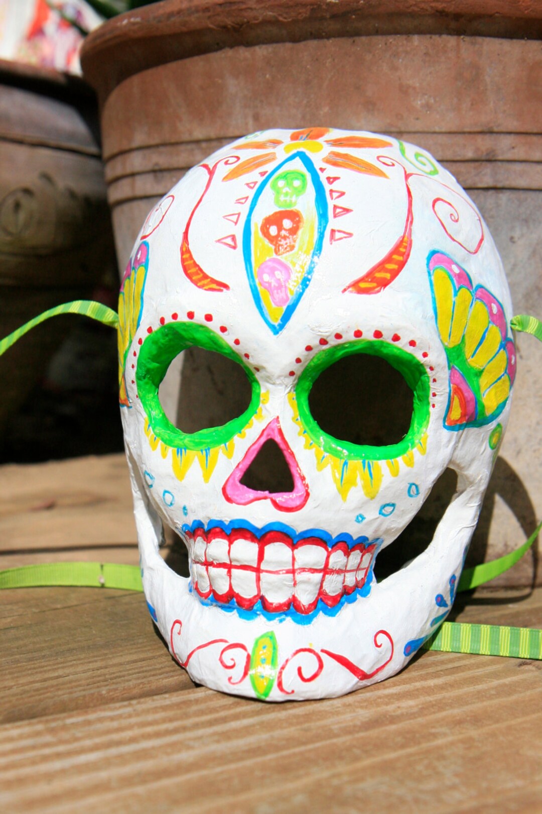 Festive Calacas Calavera-dia De Los Muertos Mask Decoration - Etsy