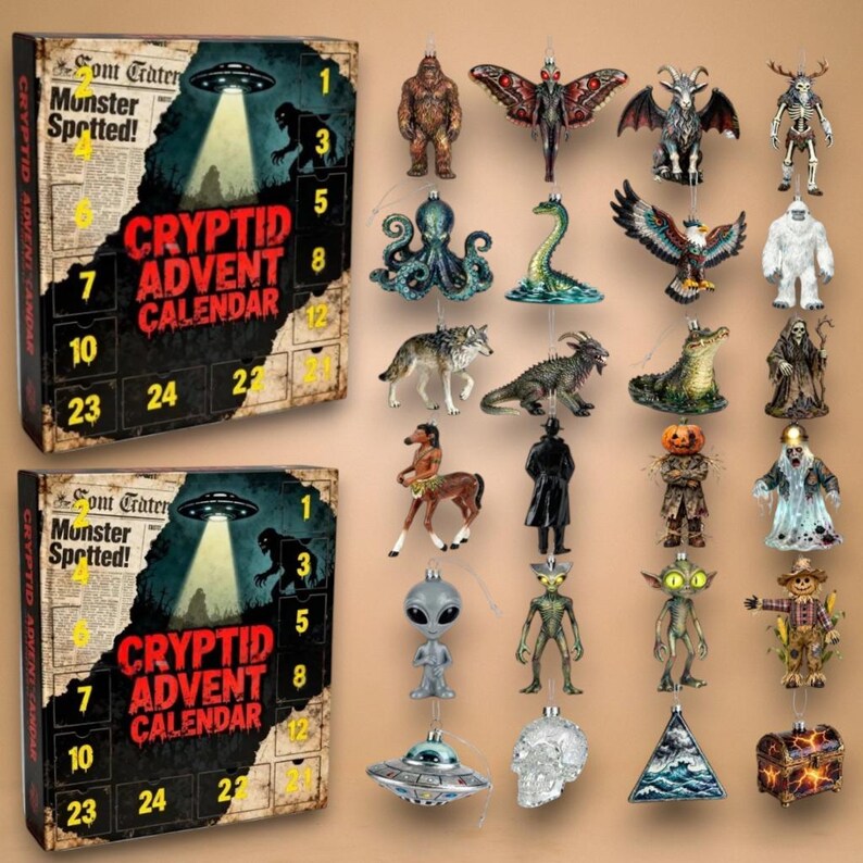 Cryptid Advent Calendar 2025 Ornaments – Acrylic 2D Monster Christmas ...