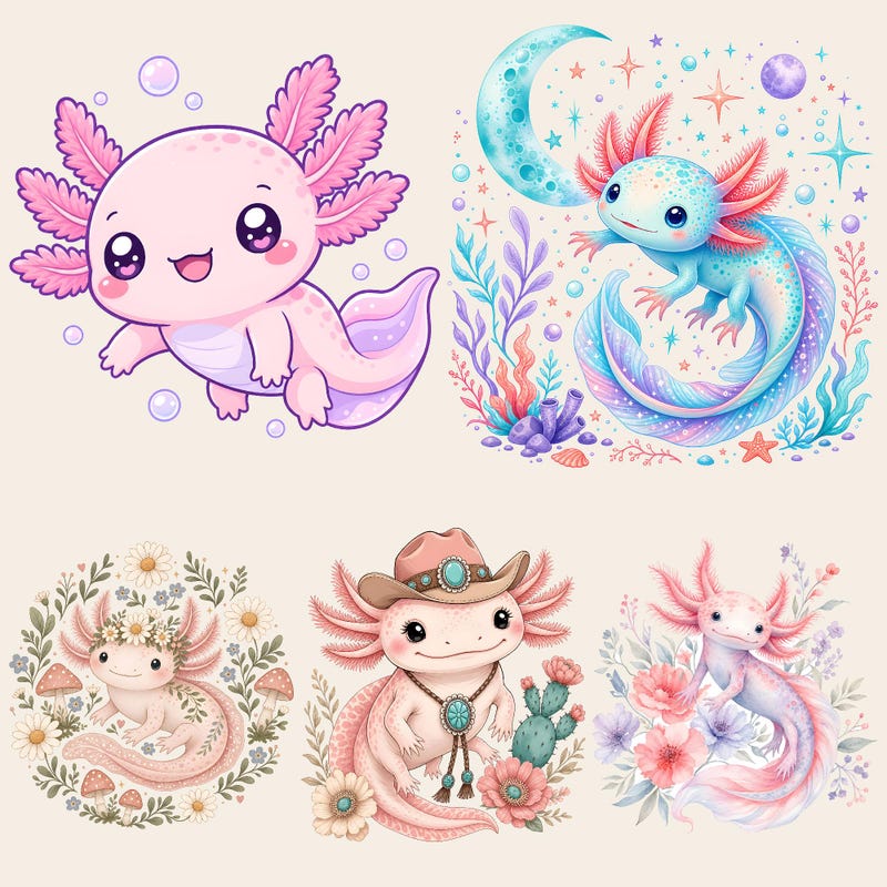 Axolotl Sublimation Design - Etsy UK