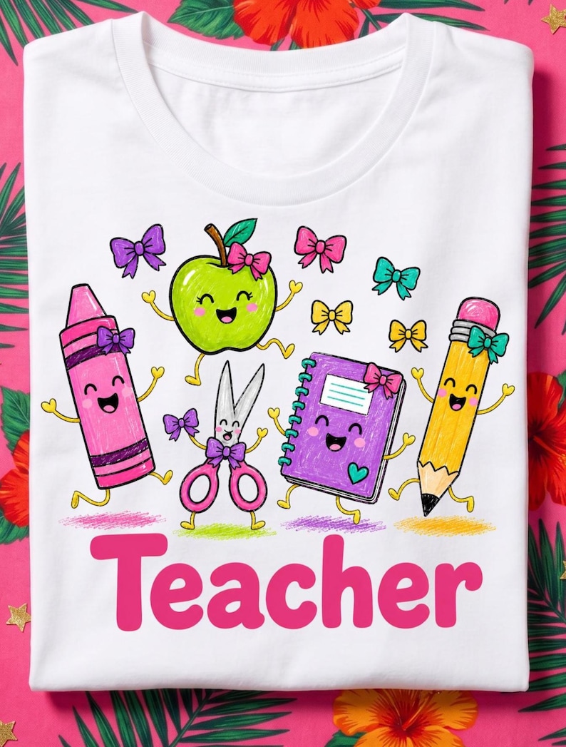Back to School PNG, Teacher Shirt Design, School Supplies, Apple Pencil ...