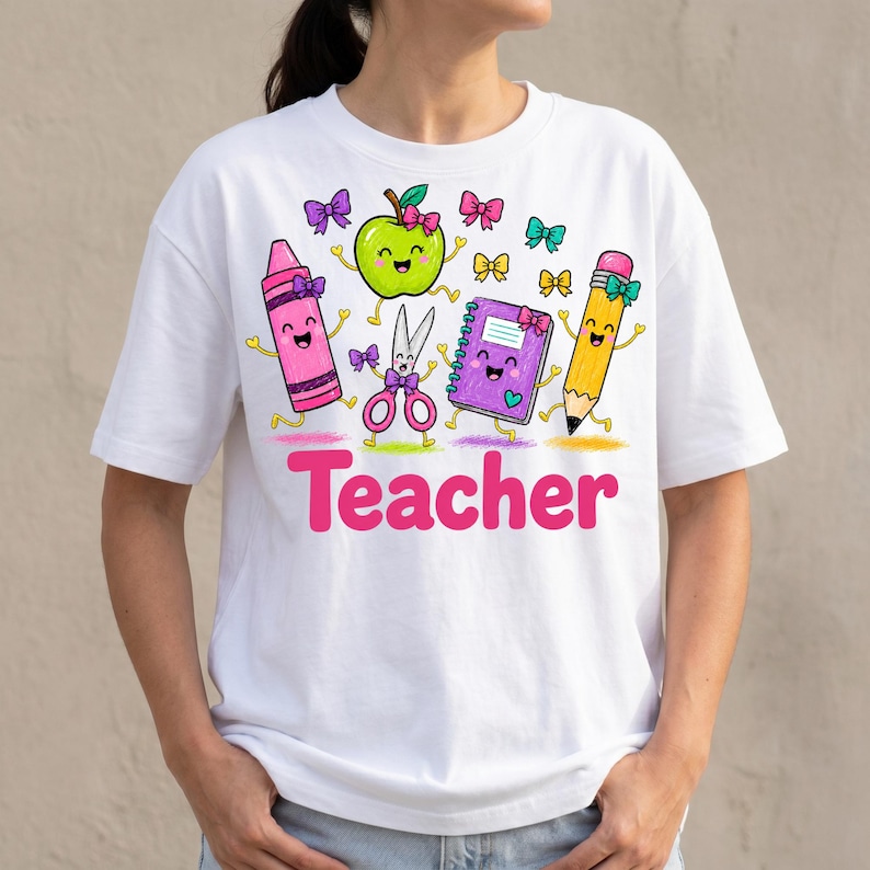 Back to School PNG, Teacher Shirt Design, School Supplies, Apple Pencil ...