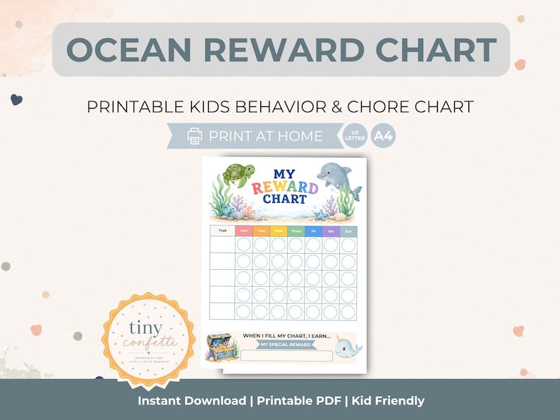Ocean Reward Chart for Kids Printable | Under the Sea Chore Chart ...