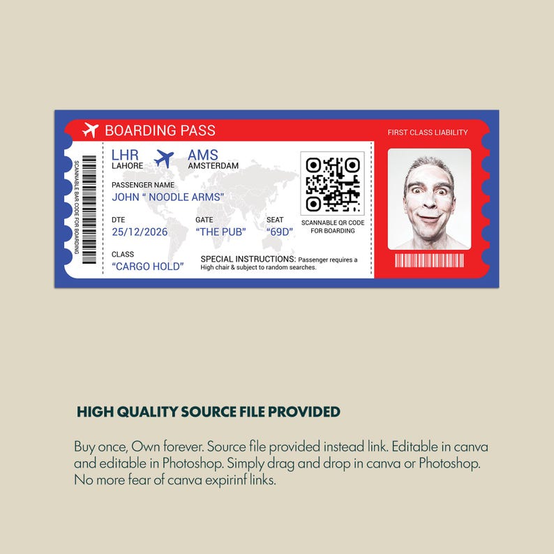 Giant Stag Do Boarding Pass | Funny Editable Travel Prop (digital ...