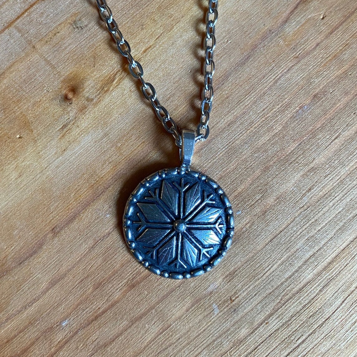 Selbu Rose Pewter Button Necklace From Norway - Etsy