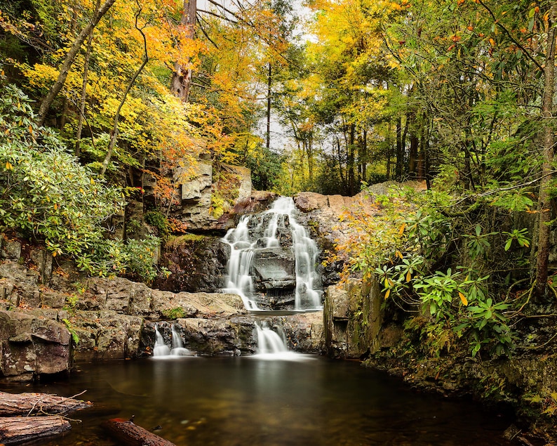 Poconos Hawk Falls Hickory Run in Fall Art - Lake Harmony Waterfall in ...