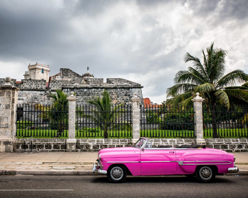 Havana Cuba Pink Vintage Car Photograph of an Old Pink Car in Havana ...