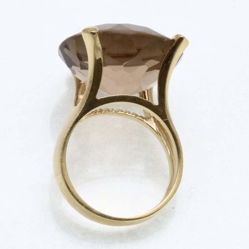 Vintage 14k Yellow Gold Smoky Topaz 31 Carat Round Ring Large - Etsy