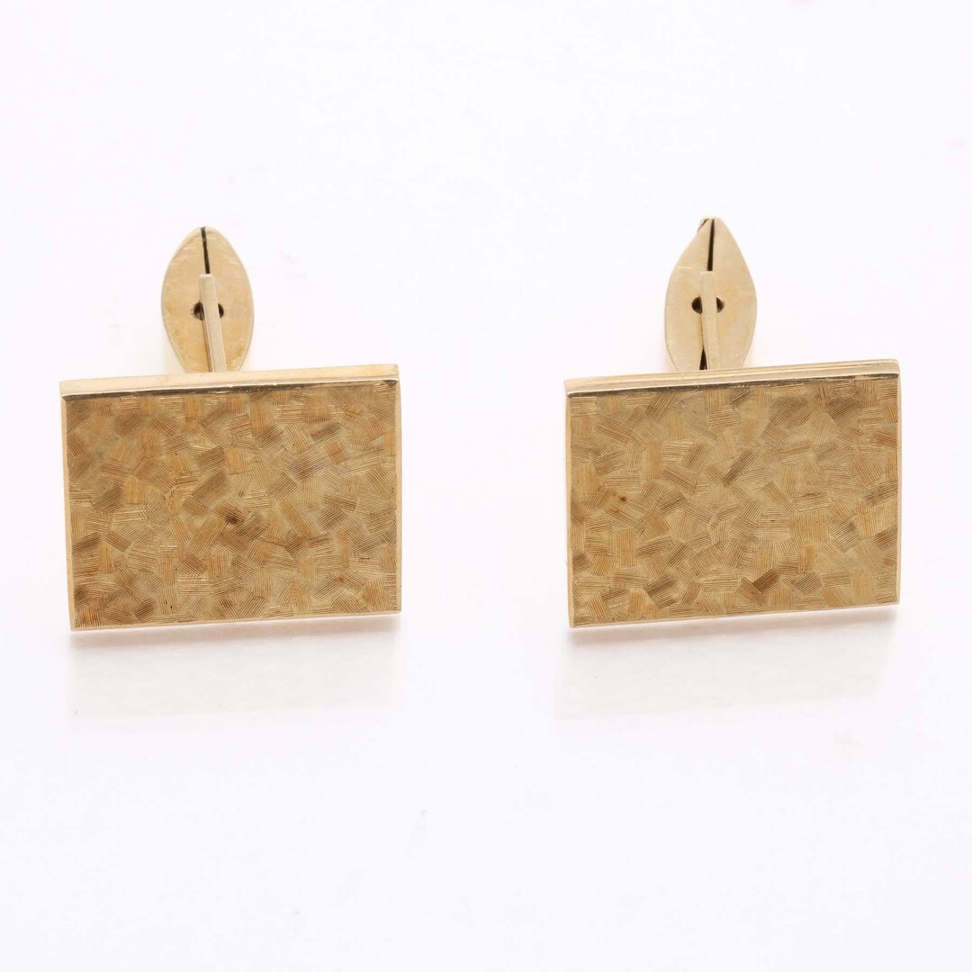 Vintage 14k Yellow Gold Rectangle Cufflinks Matte Men's Estate - Etsy