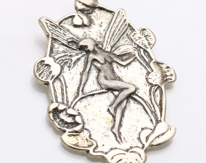 Vintage 925 Sterling Silver Art Nouveau Fairy Pendant - Etsy
