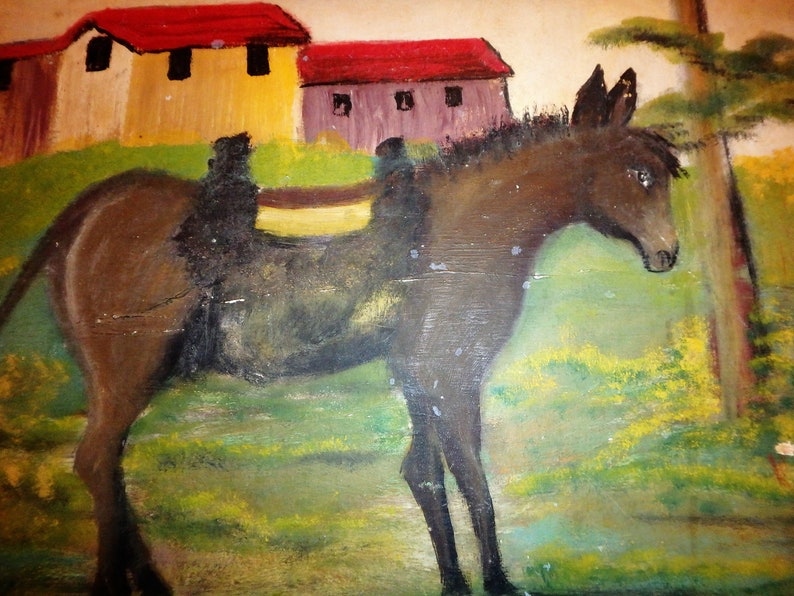 Large Folk Art Painting of Burro - Etsy
