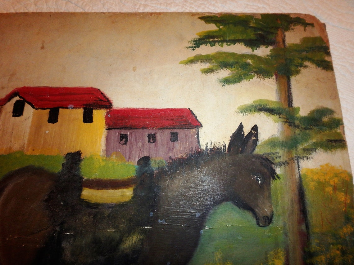 Large Folk Art Painting of Burro | Etsy