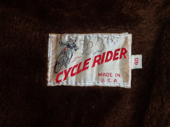 Brown Leather Biker Jacket By Cycle Rider Men's Small - Gem
