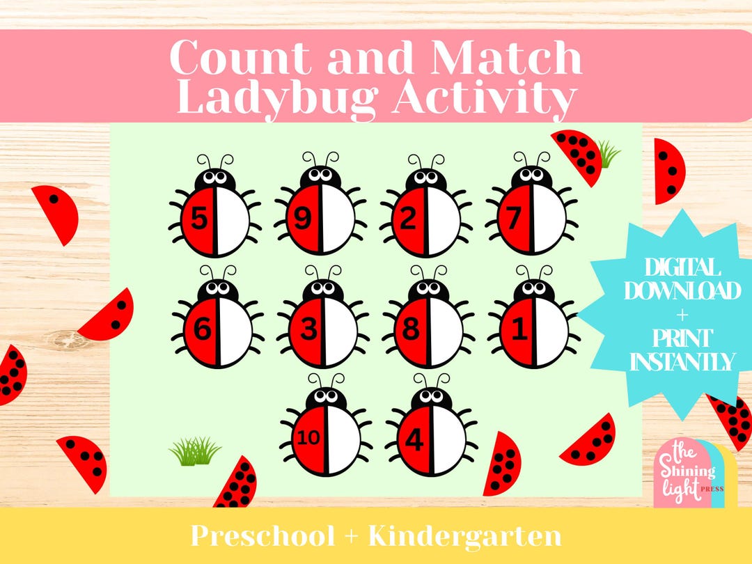 Count and Match Numbers 1-10 Ladybug Activity Printable, Spring ...