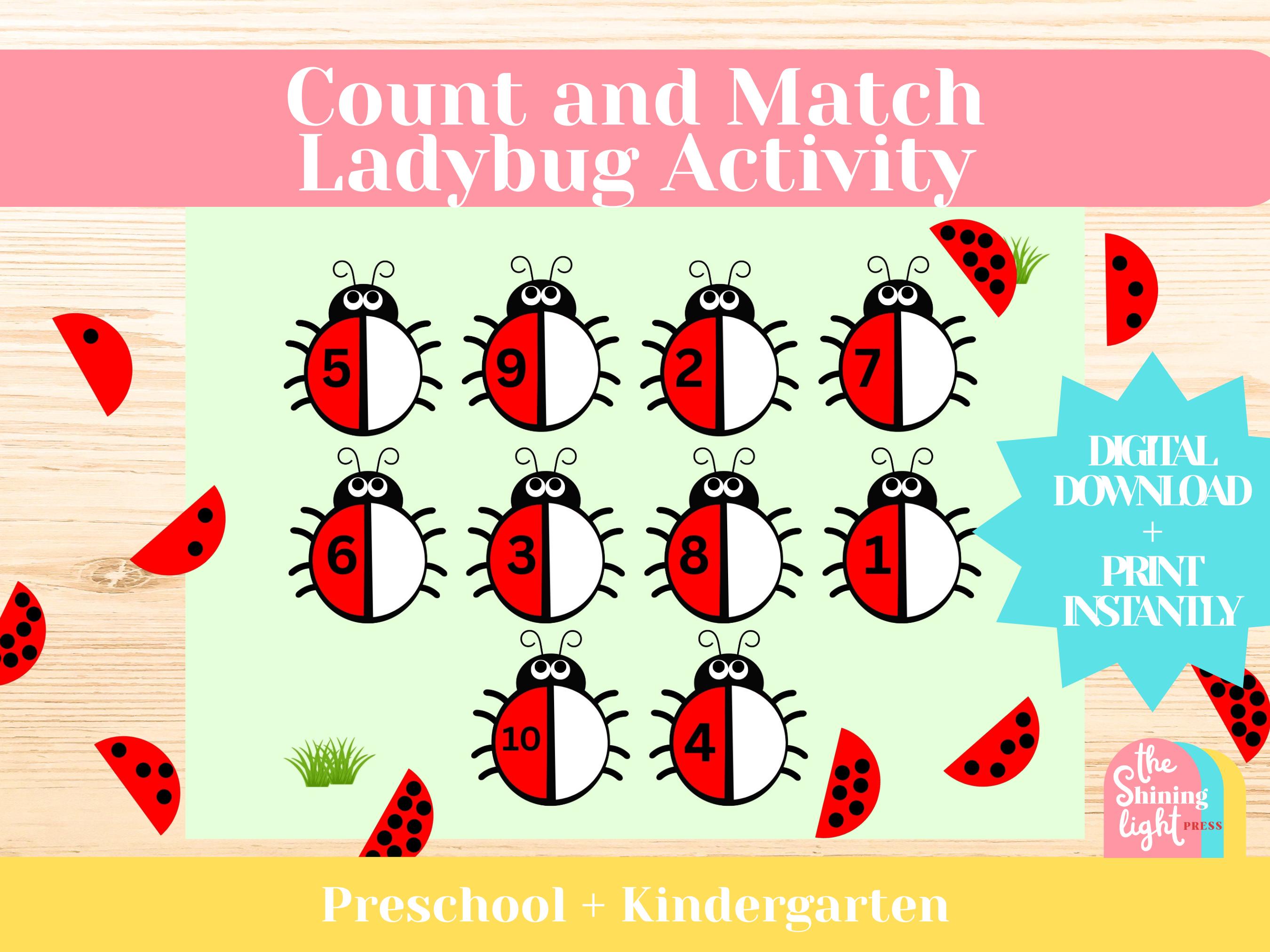 Count and Match Numbers 1-10 Ladybug Activity Printable, Spring ...
