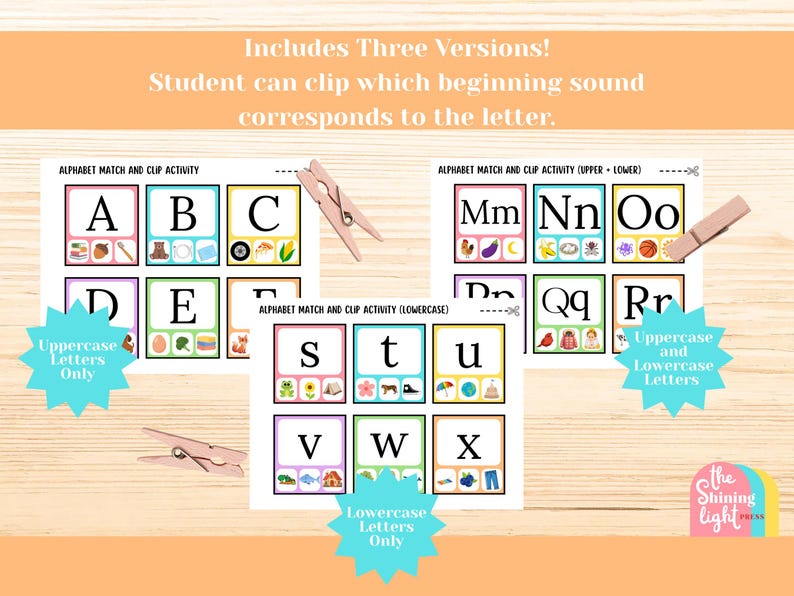 Beginning Letter Sounds Clip Cards, Phonics Game, Preschool Learning ...