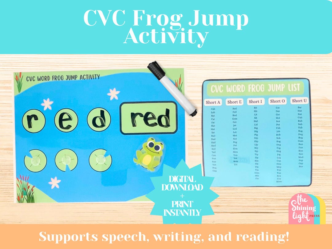 CVC Word Frog Jumping Activity, Word List, Language and Literacy Game ...