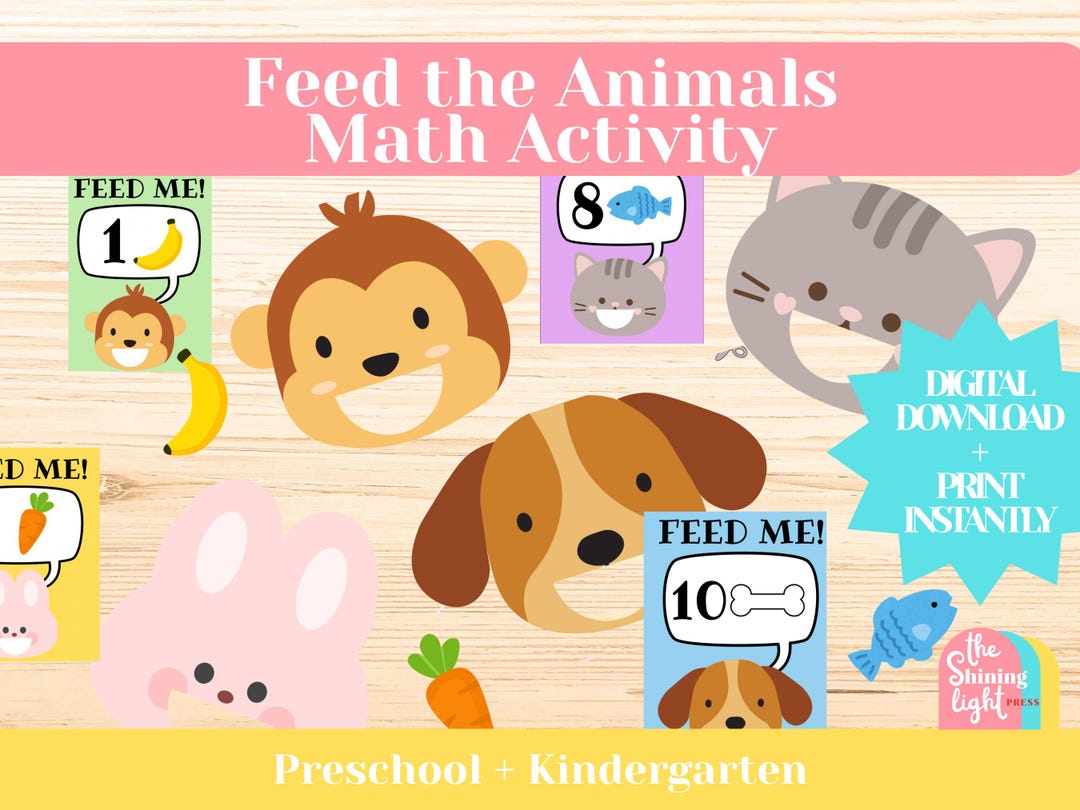 Counting 1-10 Feed the Animals Printable Activity, Sensory Bin ...