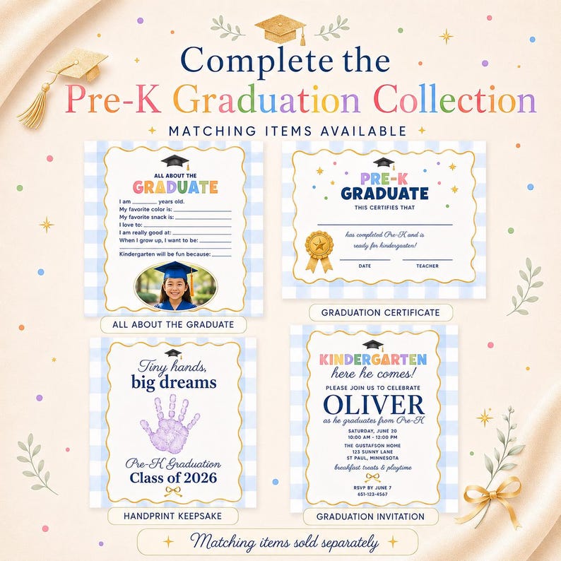 Pre-k Graduation Certificate, Preschool Award, Kindergarten Keepsake ...