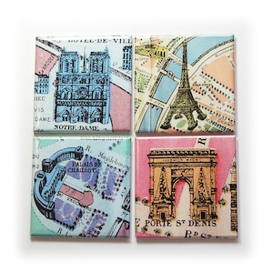 Paris Map Magnet Set, Paris France Magnets Including the Eiffel Tower ...