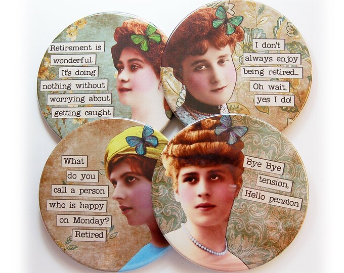 Funny Retirement Coasters, Drink Coasters for Retirement Party, Humor ...