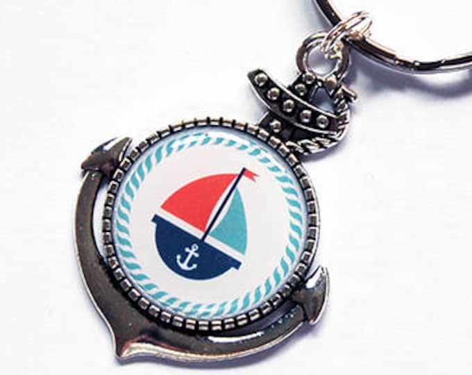 Anchor Key Ring, Sailboat Keychain, Stocking Stuffer, Keyring, Keychain ...