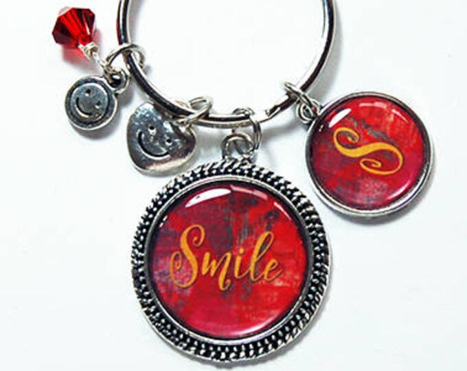 Smile Keychain, Keyring, Monogram Keychain, Keyring for Her ...