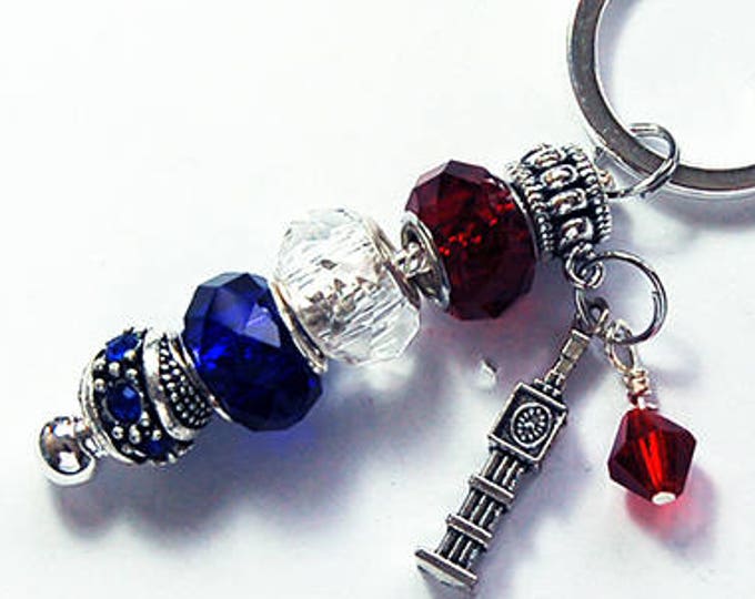 England Keychain, Big Ben Keychain, Beaded Keychain, European Beads ...