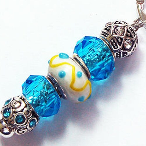 Pretty Keychain Womens Keyring Blue Yellow Keychain - Etsy