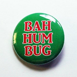 Bah Humbug Christmas Pin in Green and Red, Pinback Buttons, Lapel Pin ...