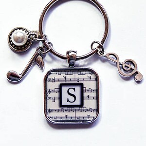 Music Key Ring, Monogram Keychain, Music Lover, Personalized Gift ...