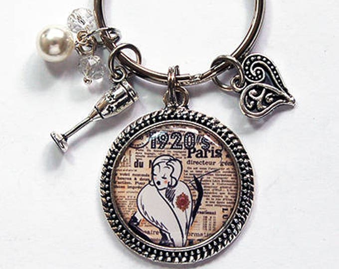 1920s Flapper Keyring With Charms Roaring Twenties Keychain | Etsy