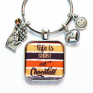 Eat Chocolate Keyring With Charms, Keychain for Women, Gift for ...