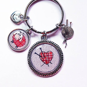 Knitting Keychain, Gift for Knitter, Key Ring, Stocking Stuffer, Gift ...