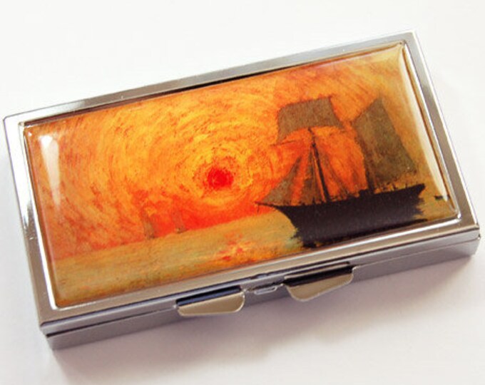 Pill Case, 7 Sections, 7 Day, Pill Box, Landscape, Sunset, Sailboat ...