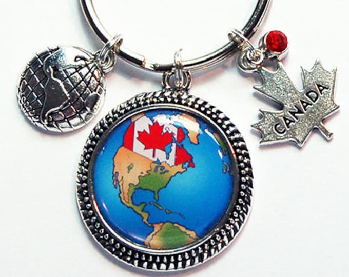 Map of Canada Keychain, Keyring With Charms, Canada Maple Leaf ...