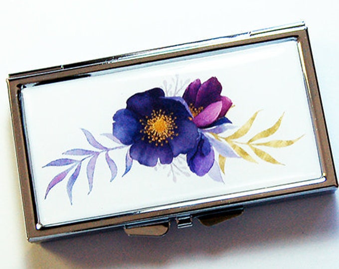 Pretty Floral 7 Day Pill Box in Shades of Purple, Pill Case for Purse ...